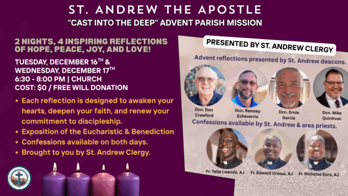 St. Andrew's "Cast Into The Deep" Advent Parish Mission - The Catholic Sun